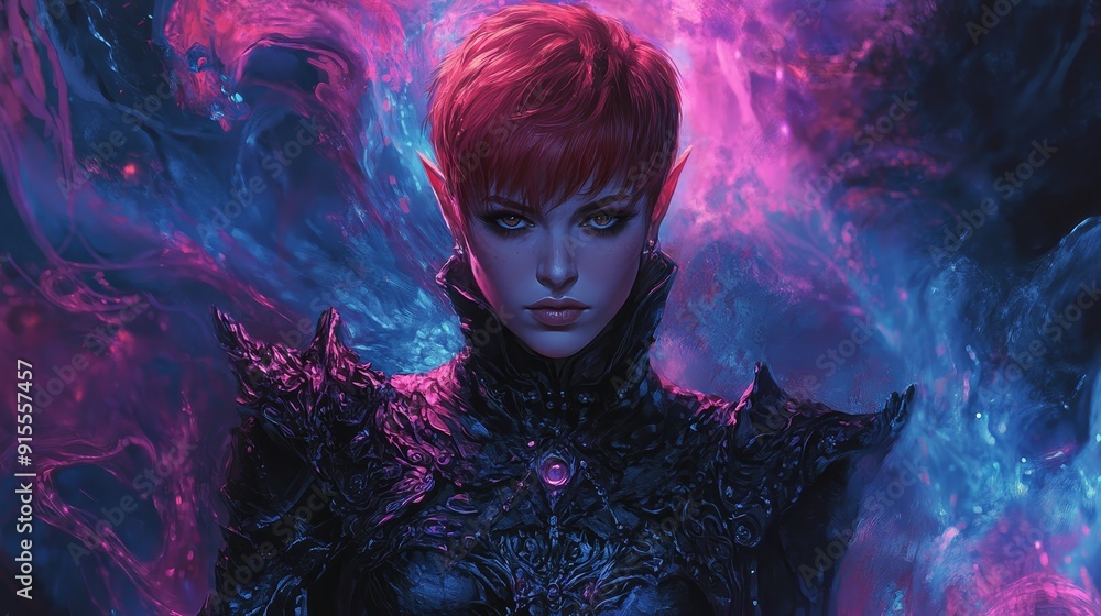 Foto de 2D art depicting a fire witch with red hair bringing back to ...