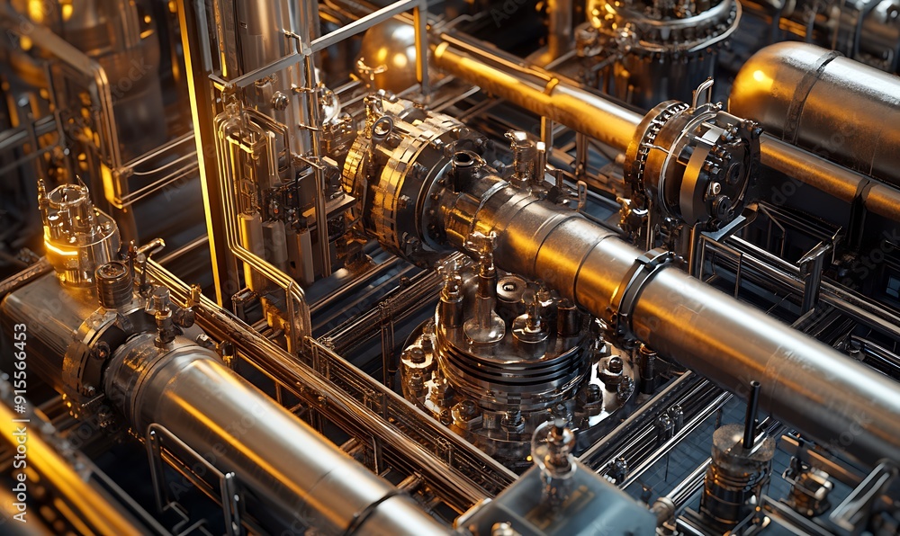 Detailed 3D Model of Ethylene Glycol Pipeline System with Valves, Pumps ...