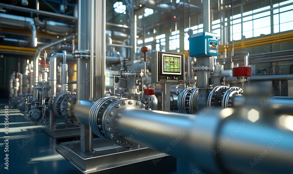 Detailed 3D Model of Ethylene Glycol Pipeline System with Valves, Pumps ...