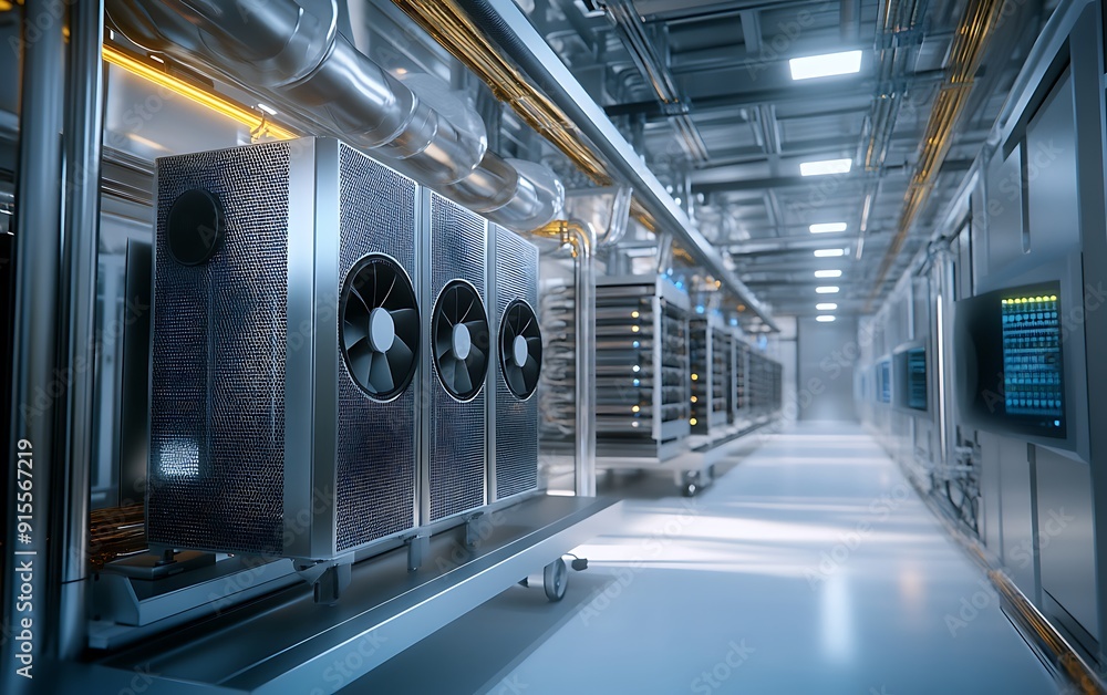 3D Cross-Sectional View of Ethylene Glycol Chiller System in Data ...