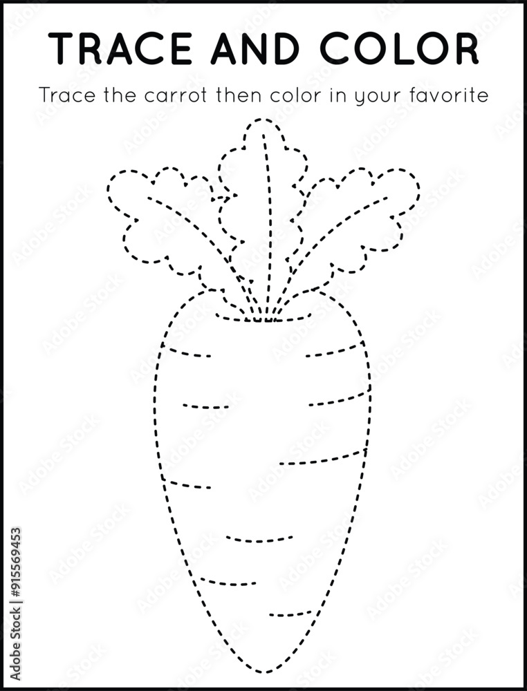 Trace and color carrot. Worksheet tracing line for kids Stock Vector ...