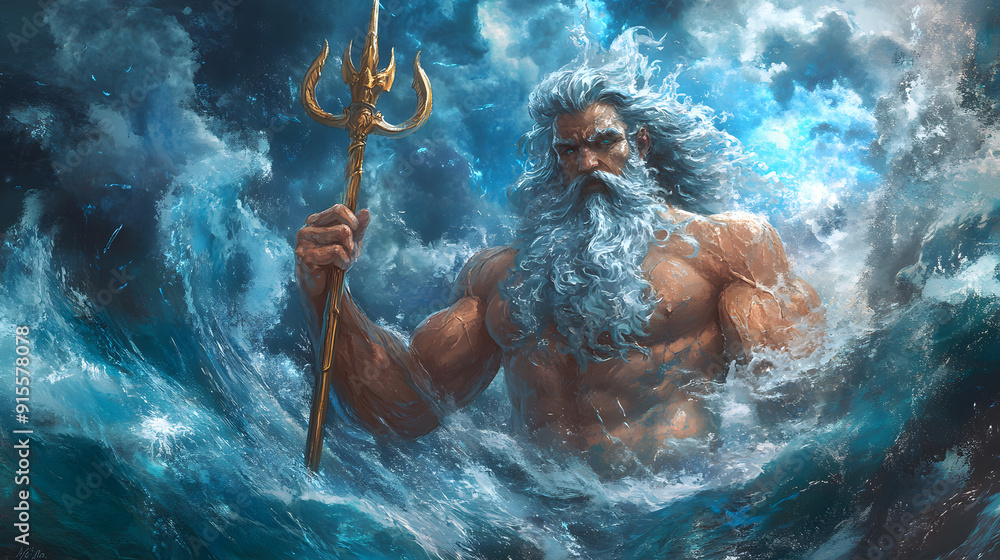 Greek god Poseidon illustration, Poseidon Olympians in ancient Greek ...