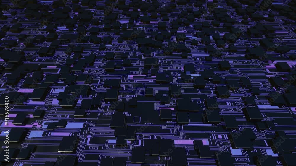 Hi tech pattern on plane surface, neon glow, complex elements and ...