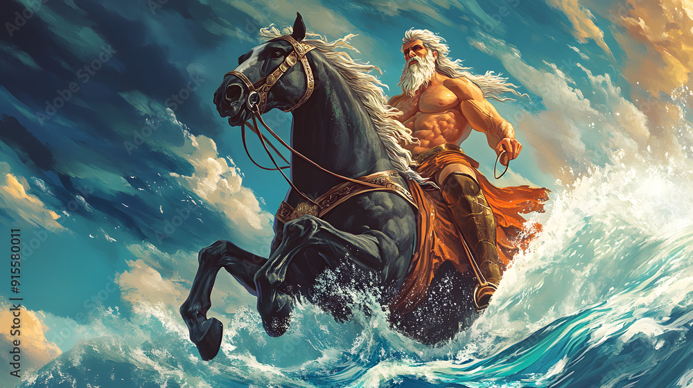 Greek god Poseidon illustration, Poseidon Olympians in ancient Greek ...