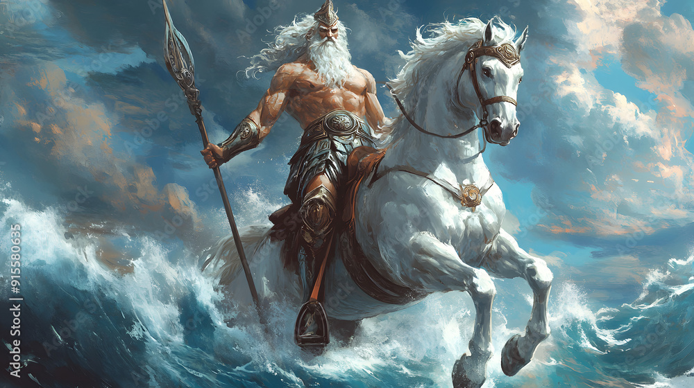 Greek god Poseidon illustration, Poseidon Olympians in ancient Greek ...