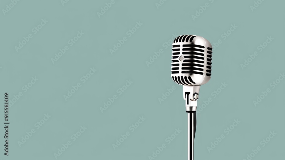 Simple 2D vector of a microphone on a stand, minimalist and clean, no ...