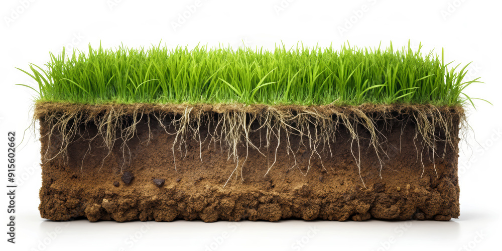 Foto de Hyper-Realistic 4K Detailed View of Bermuda Grass Cross Section ...