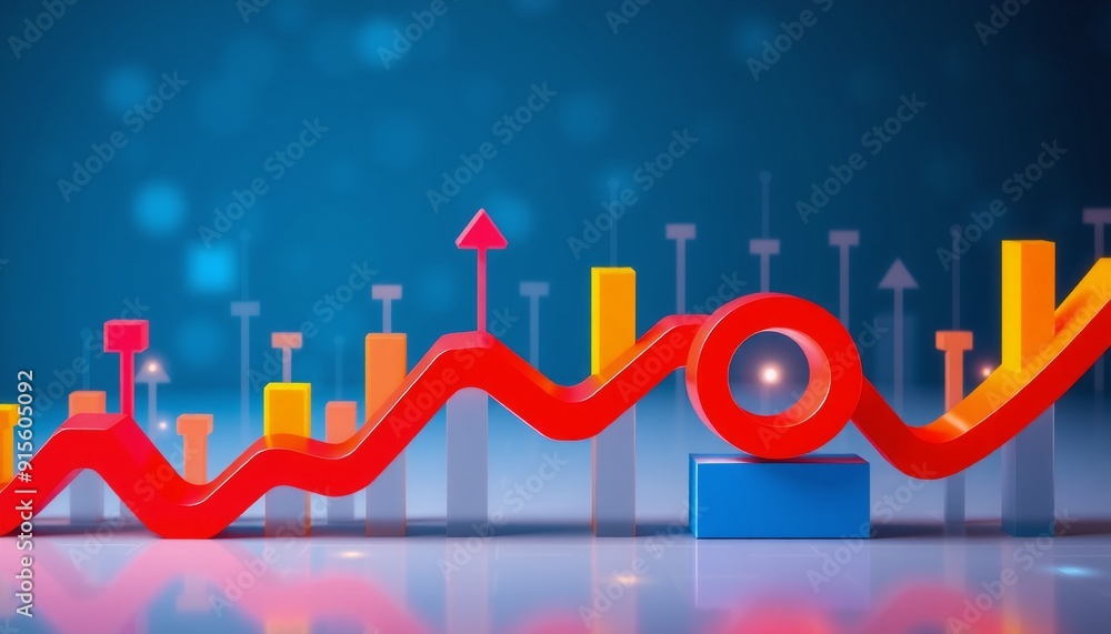seo graph at the forefront encased in bright primary colorsâ€”red blue ...