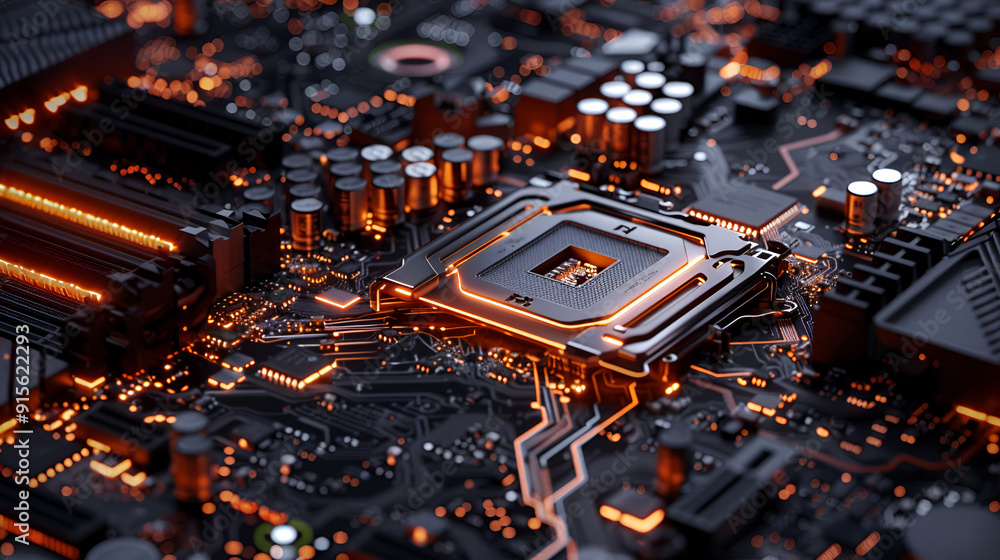 Electronic circuit board close up ,abstract background on a computer ...