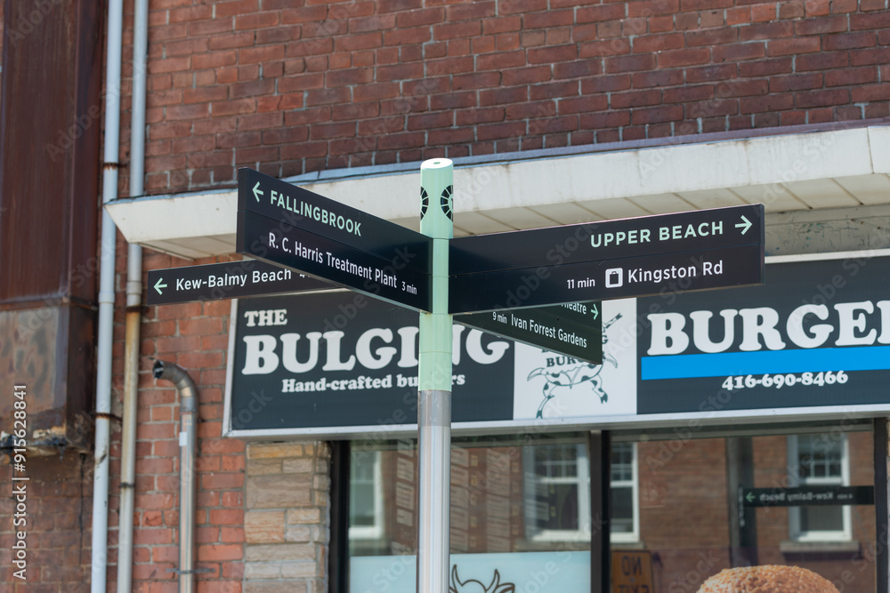 direction compass pole outside The Bulging Burger, located at 2459 ...