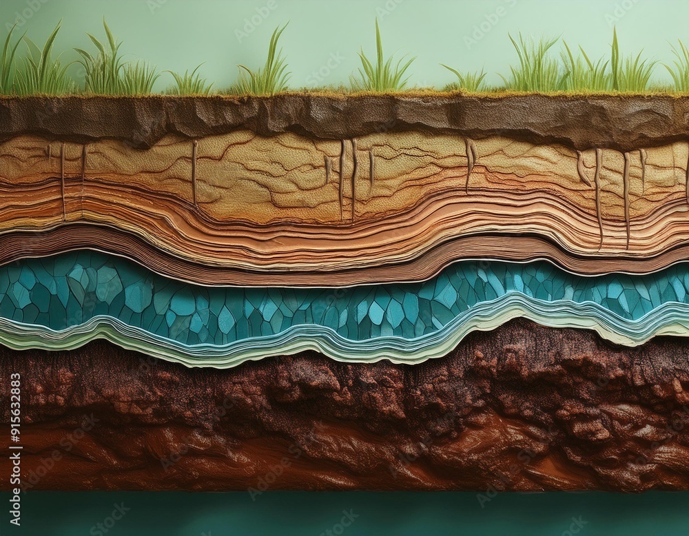 Section of soil with underground water layers, underground, soil ...