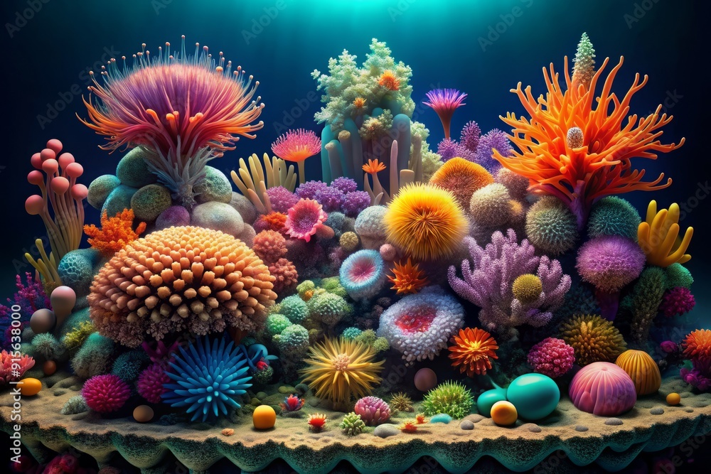 Vibrant 3d model of coral reef with intricate details and colorful sea ...