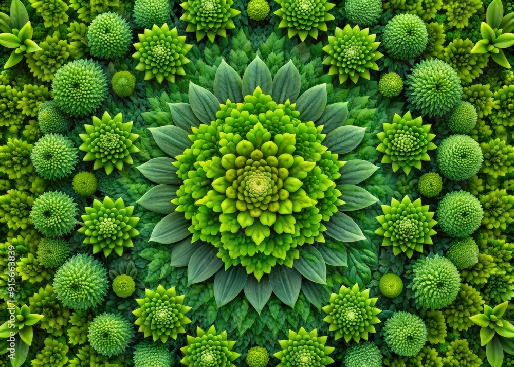 Vibrant green flower bed template with symmetrical design and ...