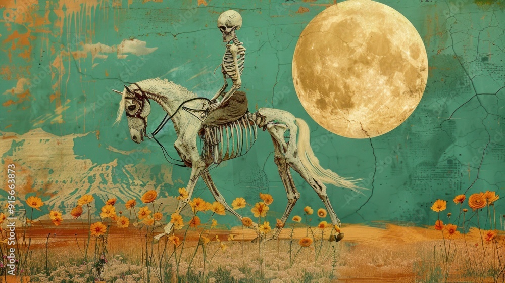 Symbolism Art Style of Tarot Card of the Death, Surreal Art Depicting ...