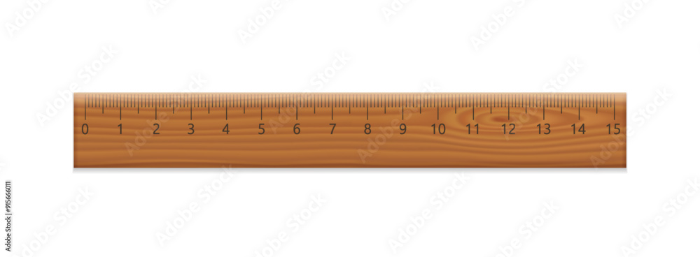 Vetor de Wooden school ruler with centimeter scale. Math tool for ...