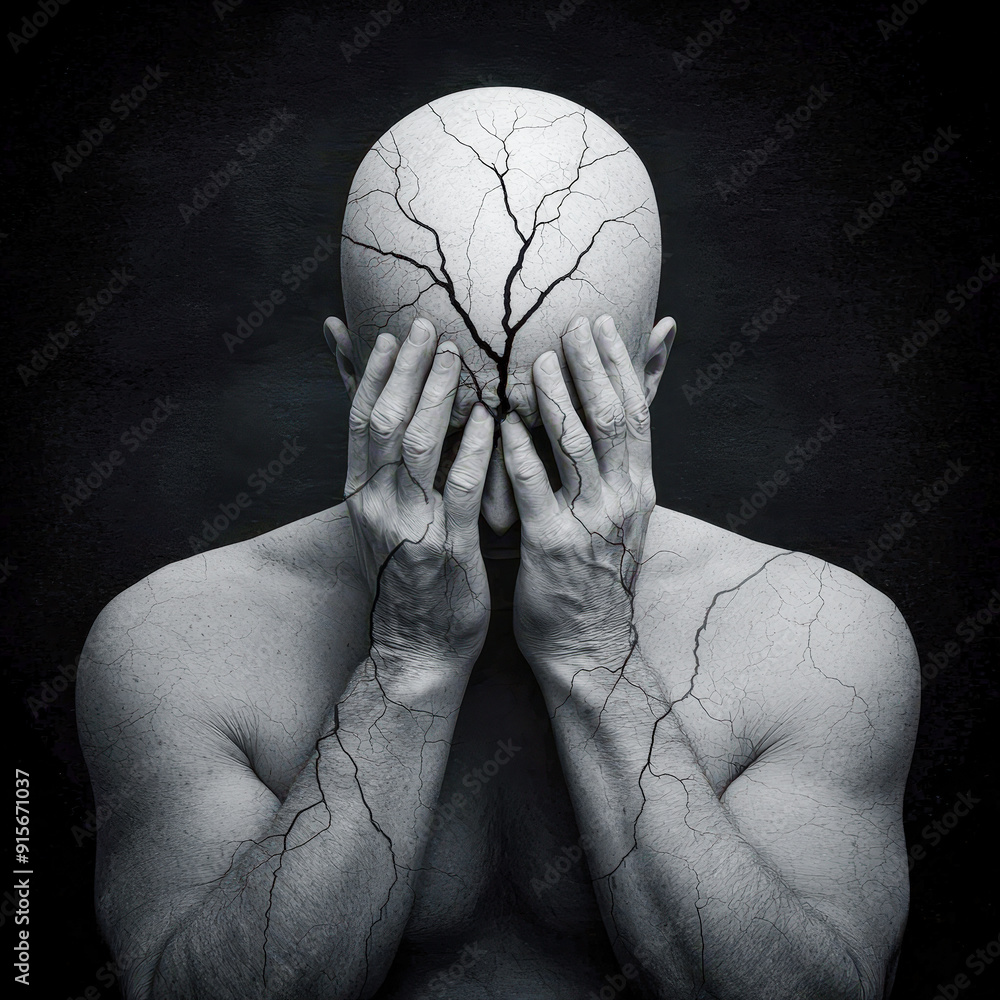 Revealing the Human Soul and Psyche A surreal depiction with fractured ...