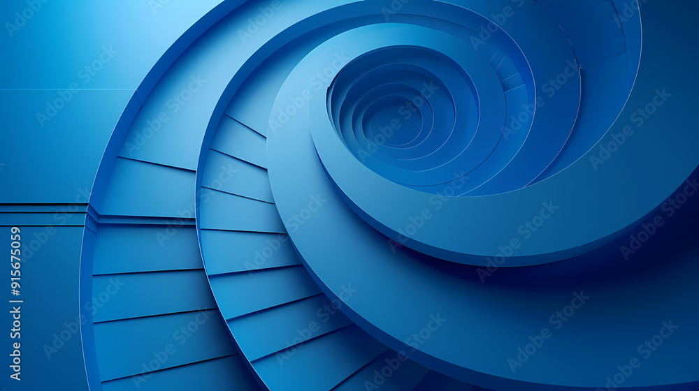 Abstract blue spiral design creates a sense of depth and movement. The ...
