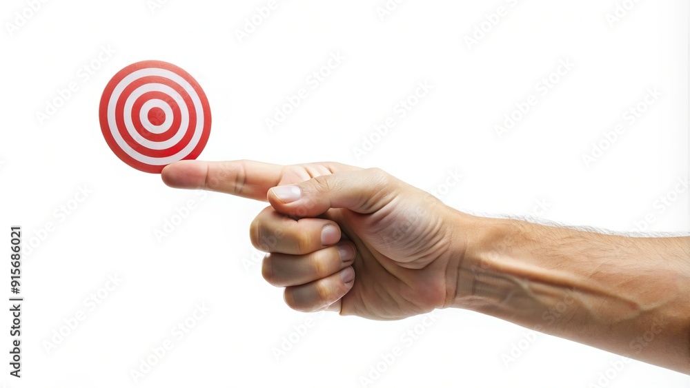 A solitary hand with index finger extended, pointing to an unseen ...