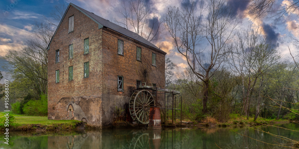 The Old Brick Mill in Lindale, Georgia, USA, is a rare surviving brick ...