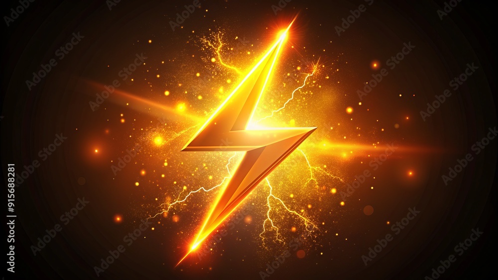 A stylized orange and yellow lightning bolt symbol, radiating dynamic ...