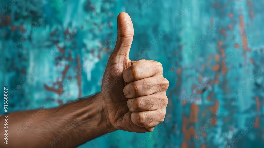 Create an image of a hand giving a thumbs-up gesture. Emphasize the ...