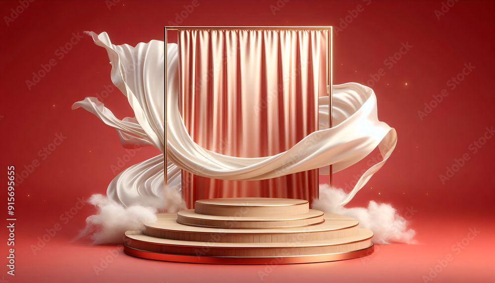 3D rendering Maroon podium, Maroon background, Beauty cosmetic product ...