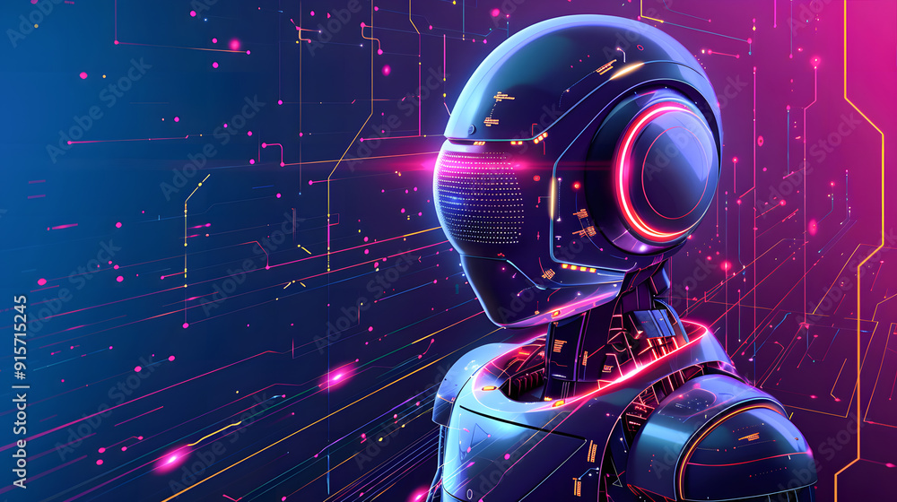 3D artificial intelligence. Digital brain neural network, AI servers and robots technology ...