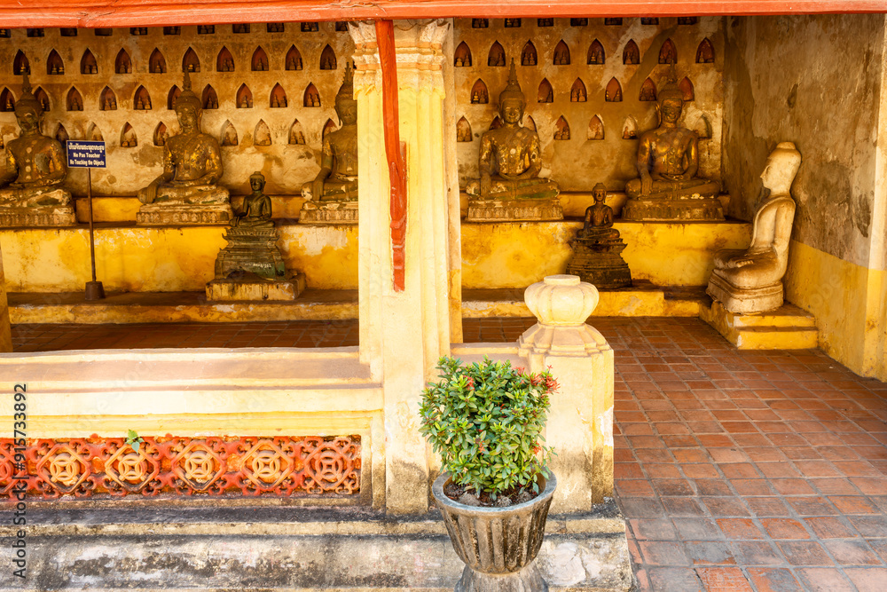 cloister wall with more than 2,000 ceramic and silver Buddha images in ...