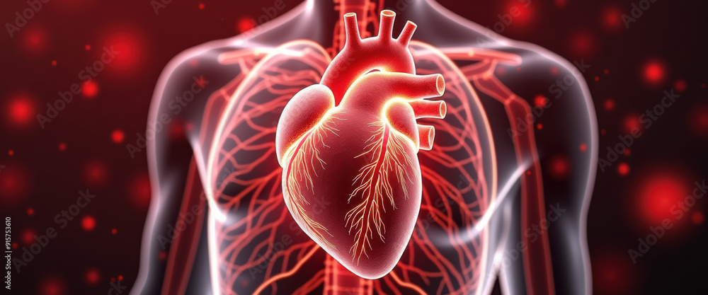 Human Heart Anatomy in Red Color Palette, Medical Illustration, 3D ...