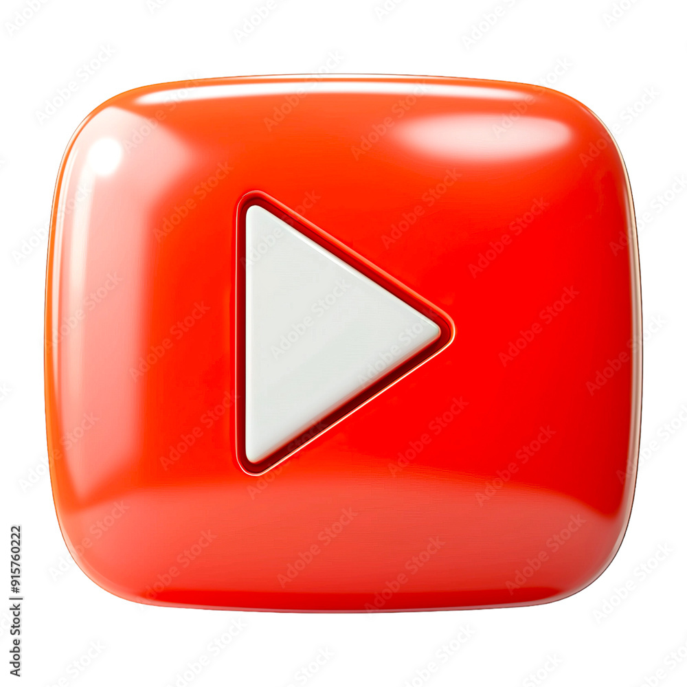 3d youtube logo social media icon in shiny red white play button glossy ... 3d youtube logo social media icon in shiny red white play button glossy ...