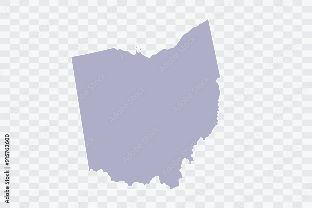 OHIO Map silver Color on White Background quality files Png Art ...