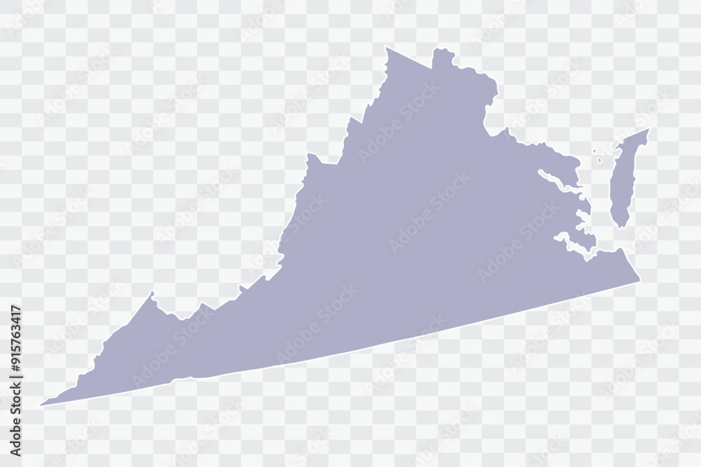 VIRGINIA Map silver Color on White Background quality files Png Art ...