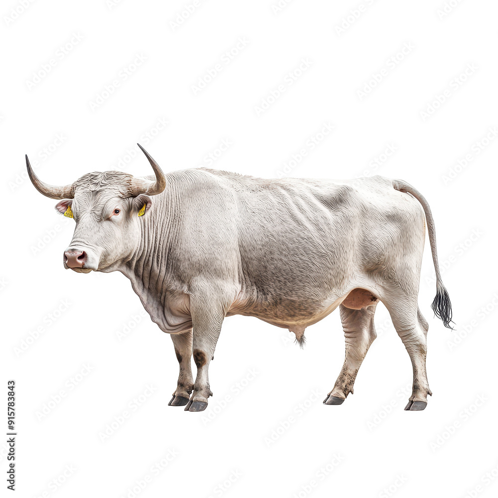 Grey giant ox, large castrated bull used for labor, showcasing its ...