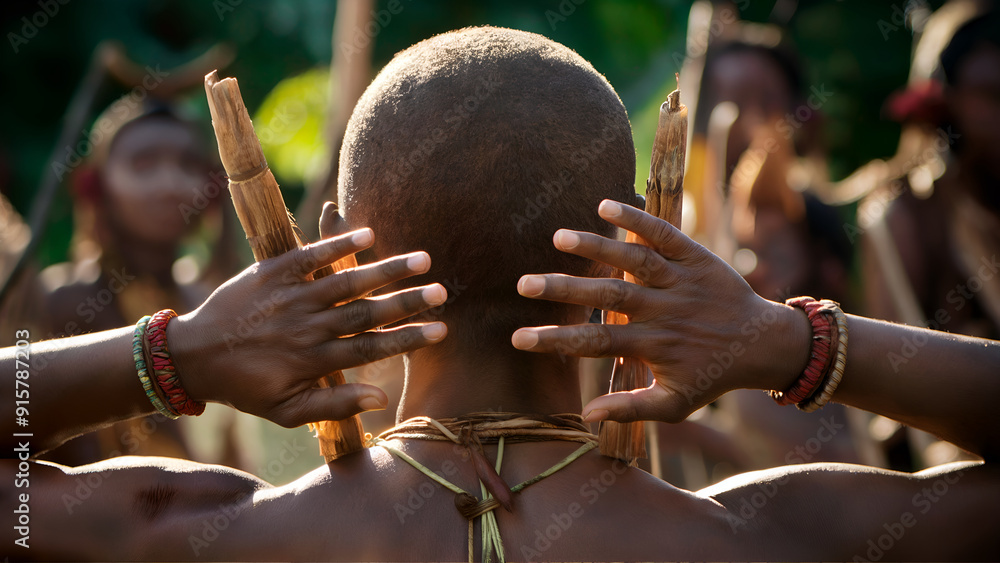 Sentinelese Tribe Hunting Equipment in Focus – Detailed Back of Head ...