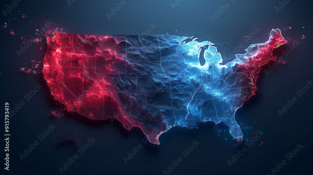 Minimalist map identifying key swing states for the 2024 presidential ...