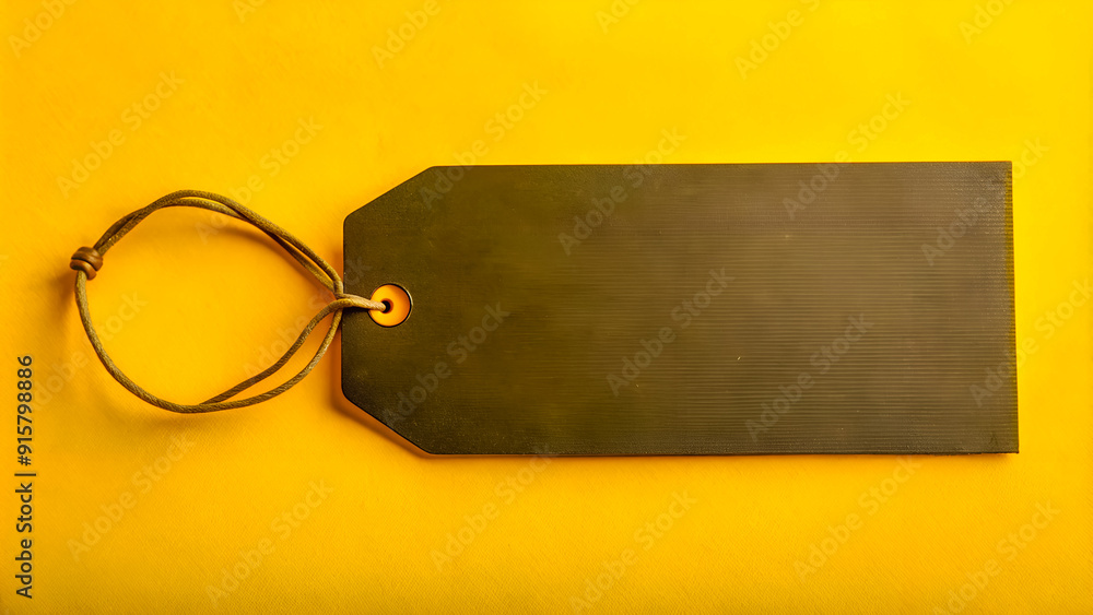 Minimalist Black Price Tag on Yellow Background for High-End Fashion ...