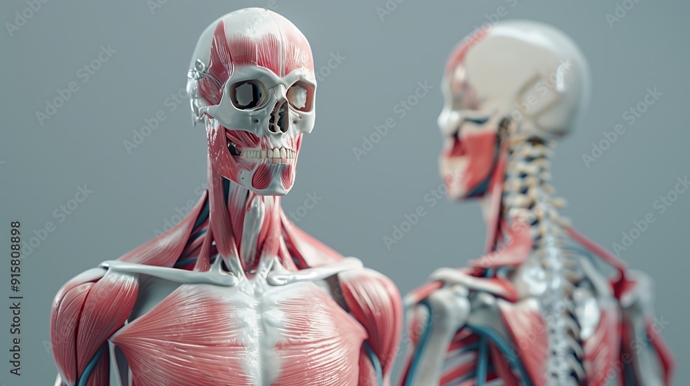 human body anatomy, muscle system 3d visualization medical and study ...