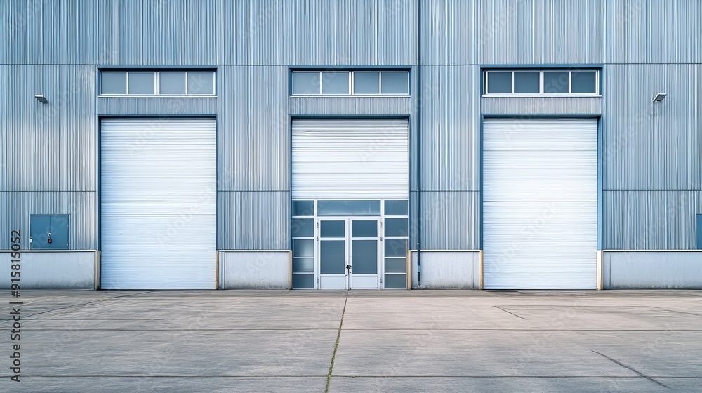 External facade of an industrial or commercial building. Use as a ...