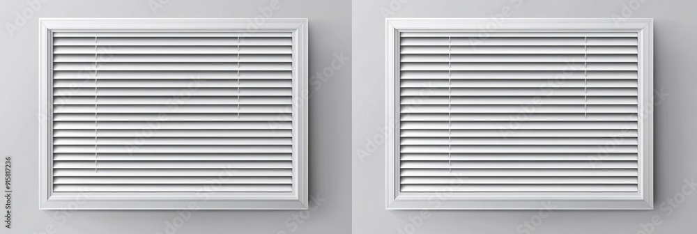 An isolated animation of open and closed window blinds on a gray ...