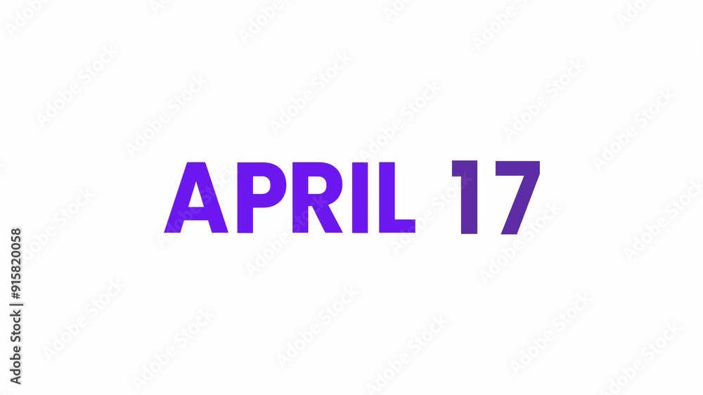 17th April calendar icon animation. Alpha matte with transparent ...