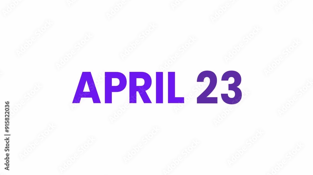 23rd April calendar icon animation. Alpha matte with transparent ...
