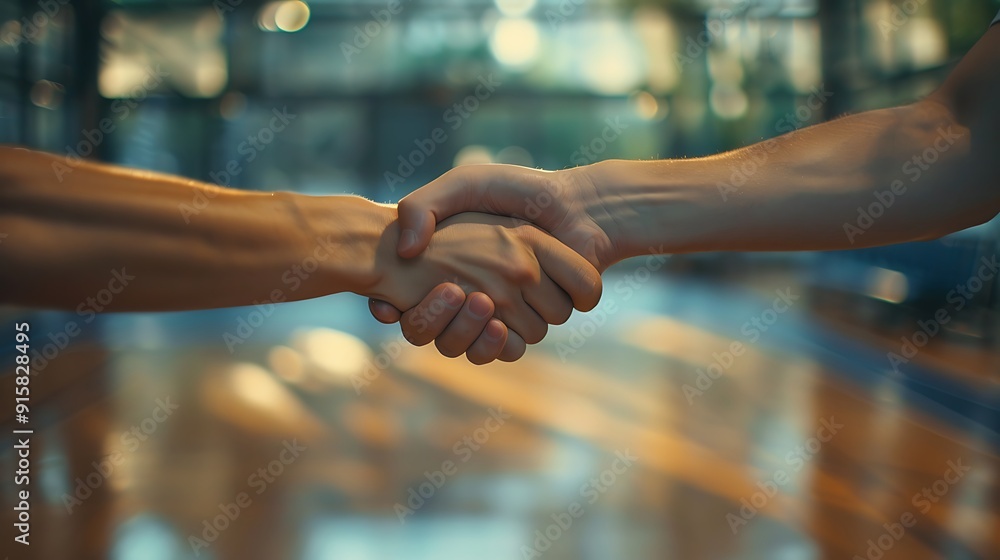An elegant photo of a handshake between an athlete and a coach in a ...