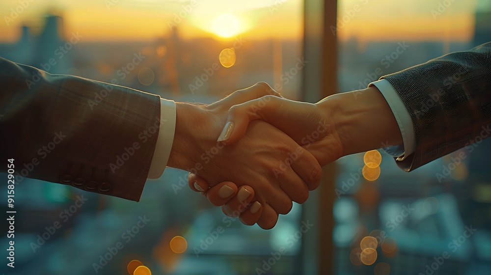A close-up shot of a handshake between a job candidate and an ...