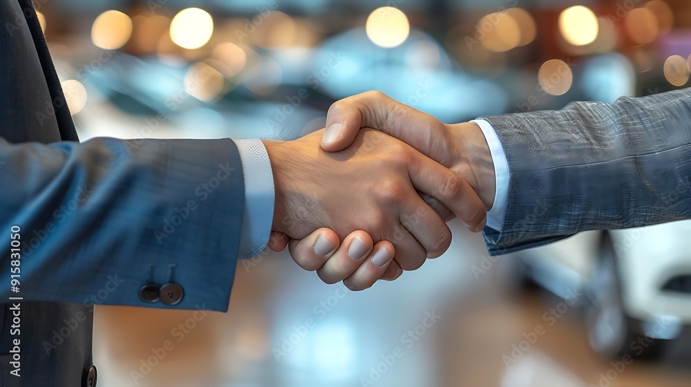 A high-resolution photograph of a firm handshake between a car ...