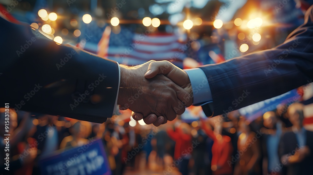 A professional photo of a handshake between a politician and a ...
