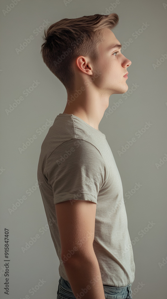 Ultra-Realistic 25-Year-Old Man with Poor Posture: Forward Head ...