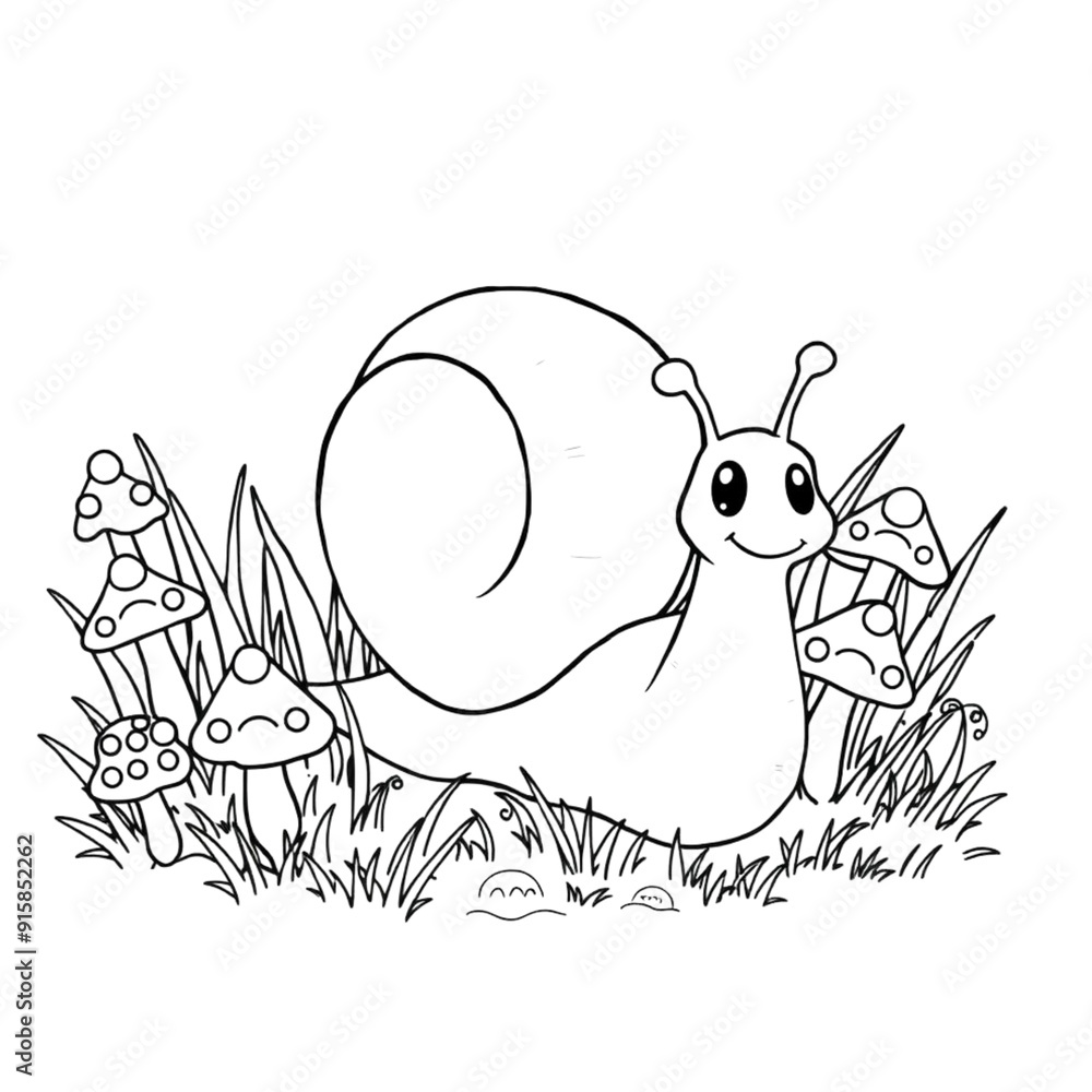 Coloring page outline of a glade a snail carries in its little house of ...
