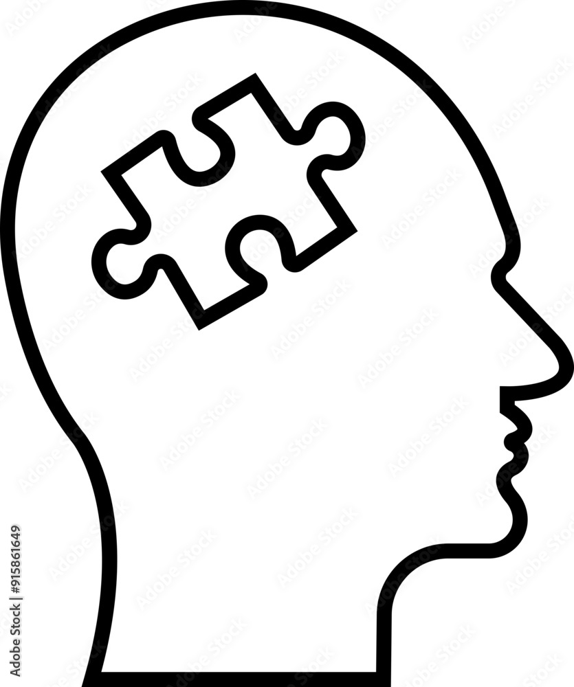 Human brain icon in line style. Thinking State mind process and ...
