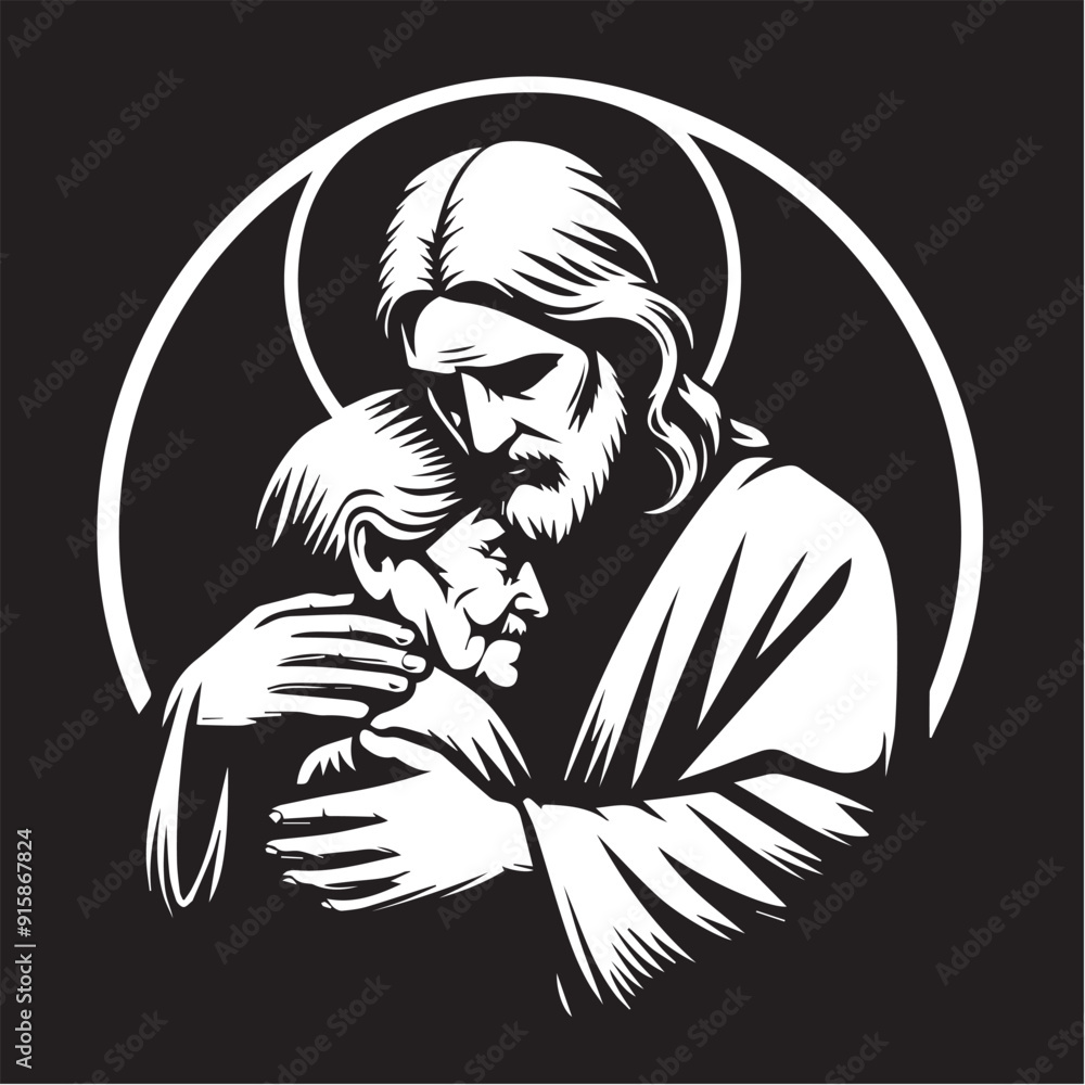 Jesus Christ hugging Stock Vector | Adobe Stock