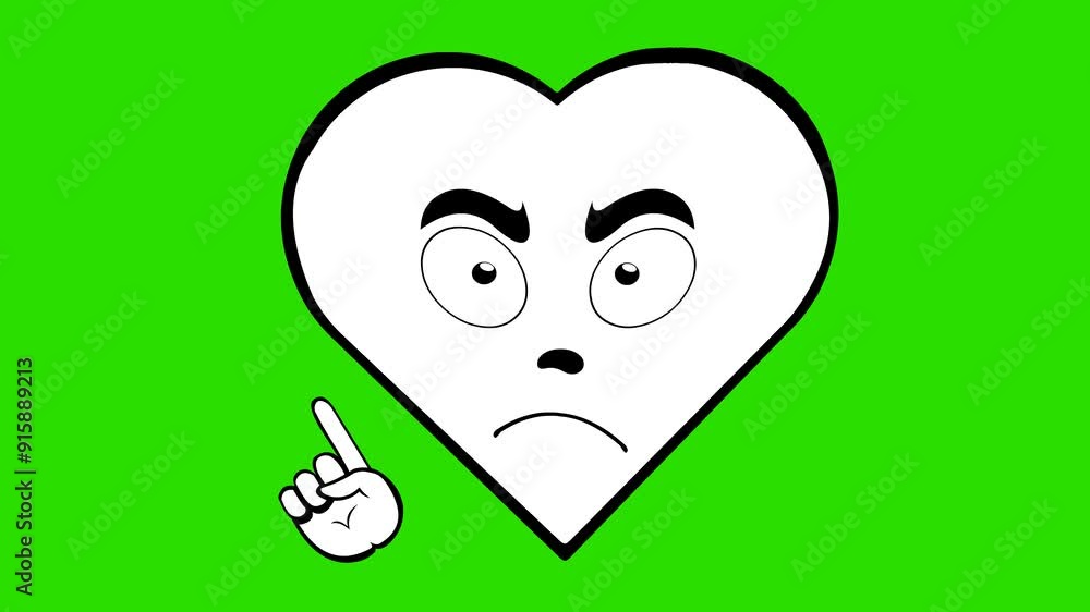video drawing animation character heart cartoon, saying no with a hand ...